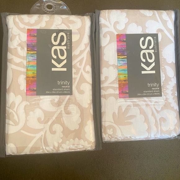 Kas New York | Bedding | New Kas Trinity Neutral Standard Shams 2 Count ...